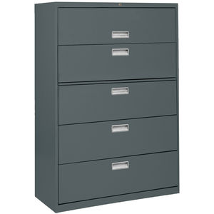 42"W x 19-1/4"D x 66-3/8"H 600 Series Charcoal Lateral 5 Drawer File ...