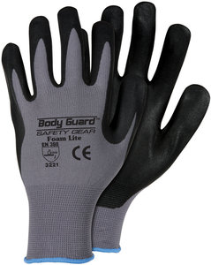 L Foam Lite Series 201 13ga Gray Nylon Shell Black Foam Nitrile Palm ...