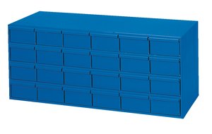 14-3/8"H x 33-3/4"W x 11-5/8"D Blue Steel 24 Drawer 24 Compartment ...